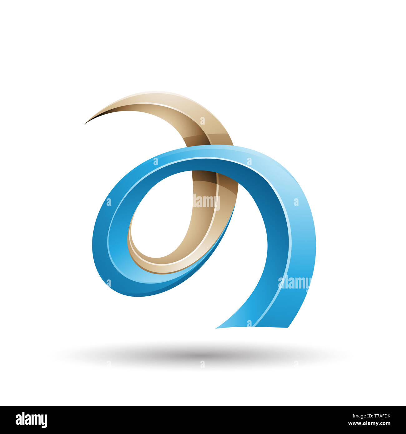 Vector Illustration of Blue and Beige Curled Ivy Like Letter A Icon ...