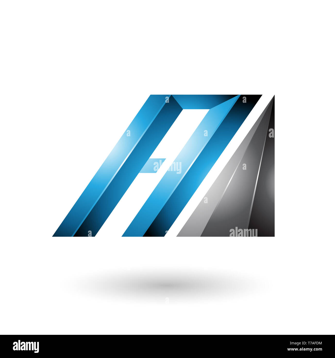 Vector Illustration of Blue and Black Letter A of Glossy Diagonal Bars ...