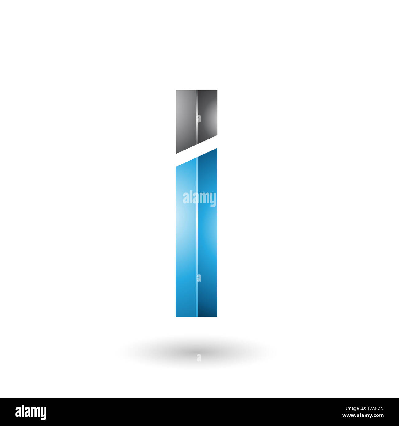 Vector Illustration of Blue and Black Rectangular Glossy Letter I Stock ...