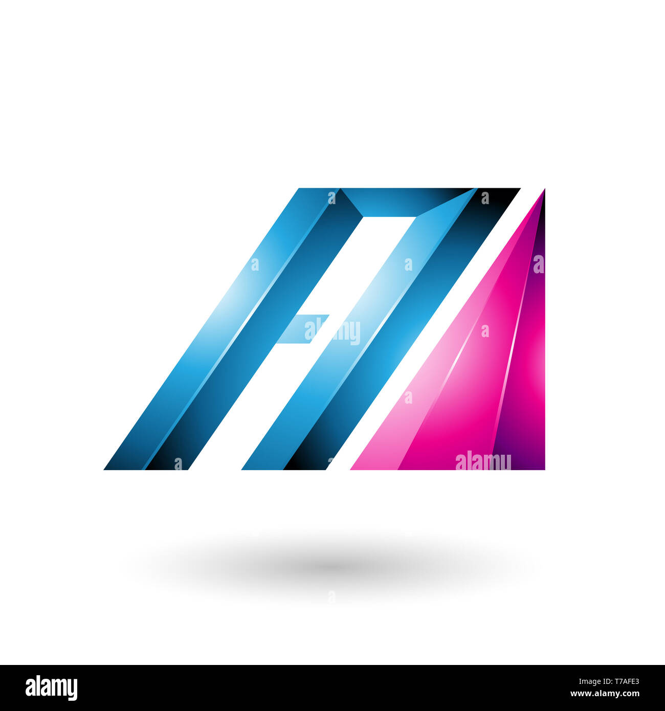 Vector Illustration of Blue and Magenta Letter A of Glossy Diagonal ...
