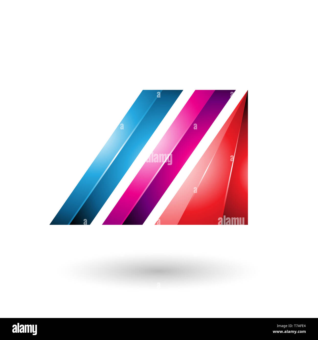 Vector Illustration of Blue and Magenta Letter M of Glossy Diagonal Bars Stock Photo - Alamy