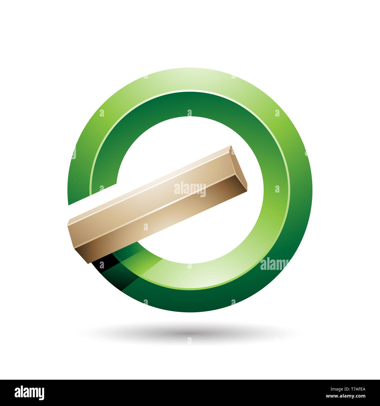 Vector Illustration of Green and Beige Round Glossy Reversed Letter G ...