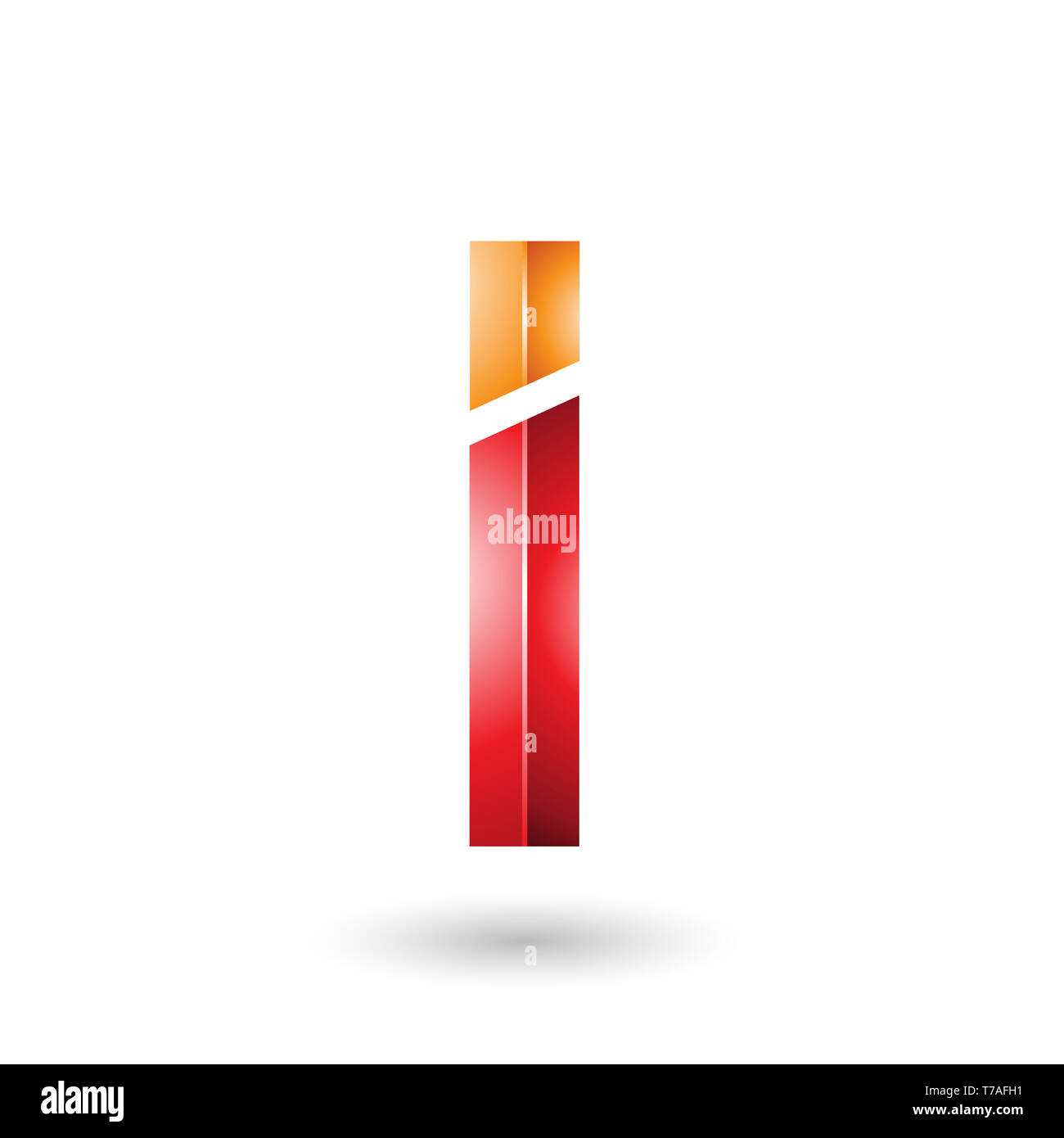 Vector Illustration of Orange and Red Rectangular Glossy Letter I Stock ...
