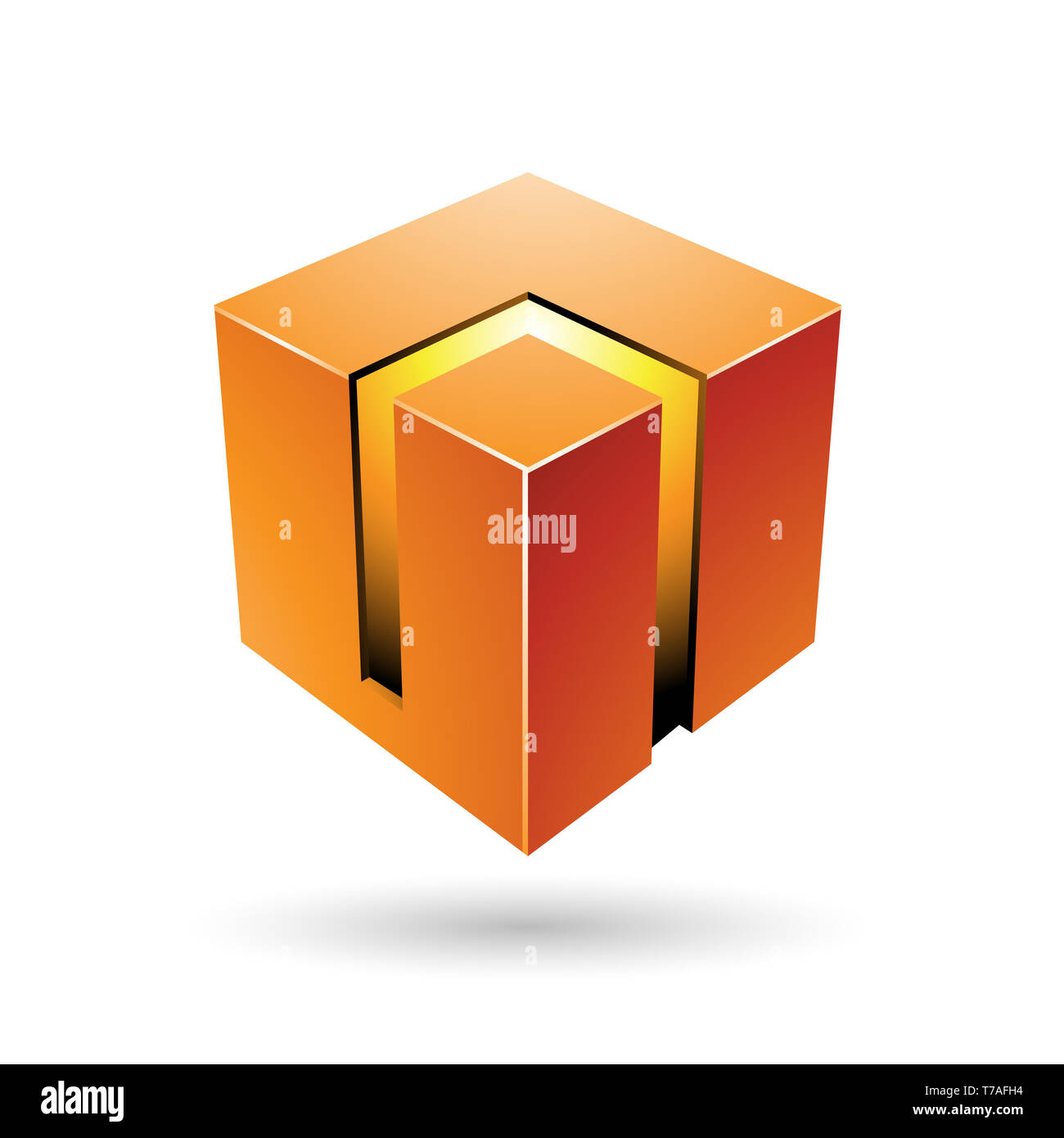 Vector Illustration of Orange and Yellow 3d Bold Cube Stock Photo - Alamy