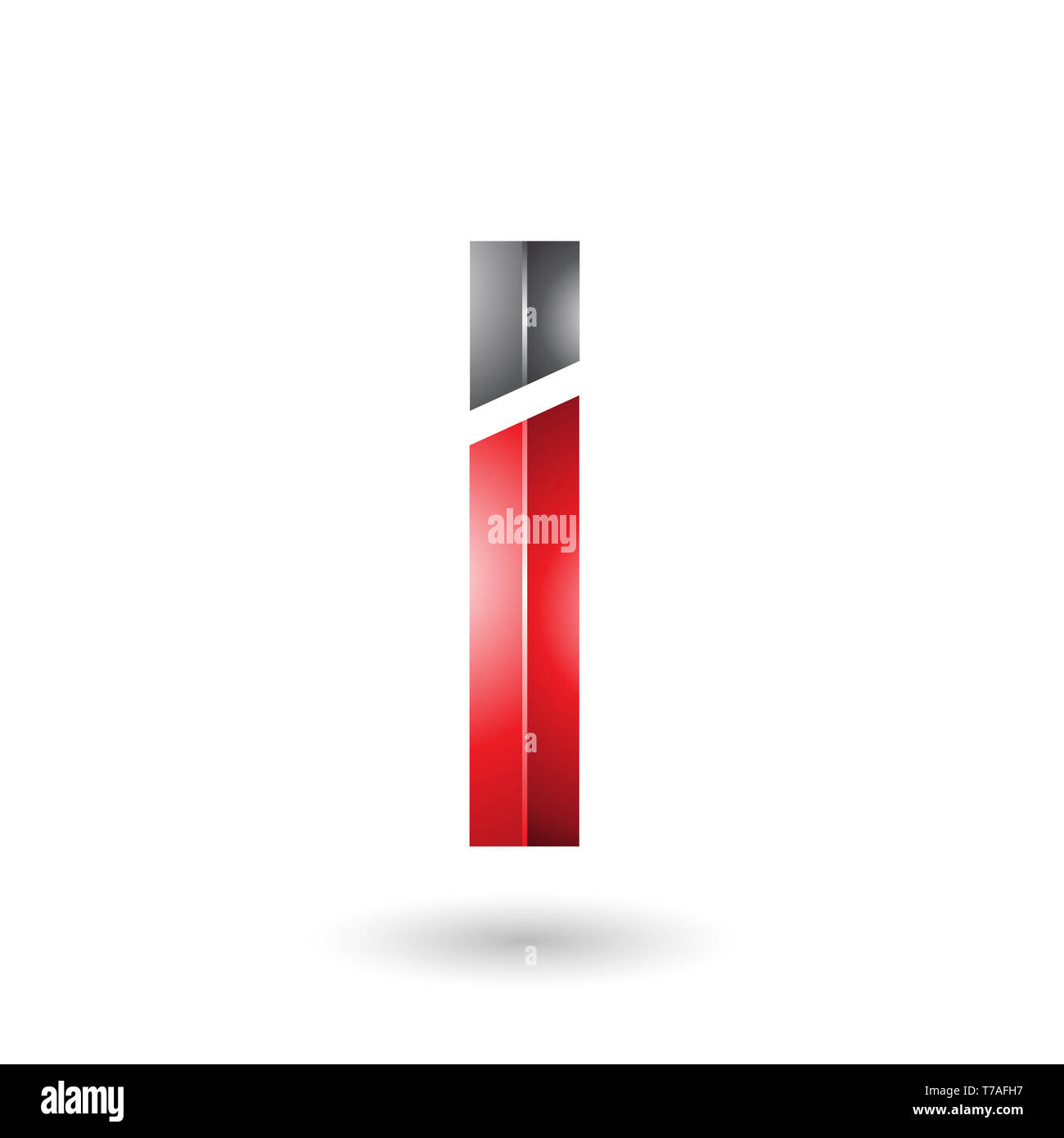 Vector Illustration of Red and Black Rectangular Glossy Letter I Stock ...