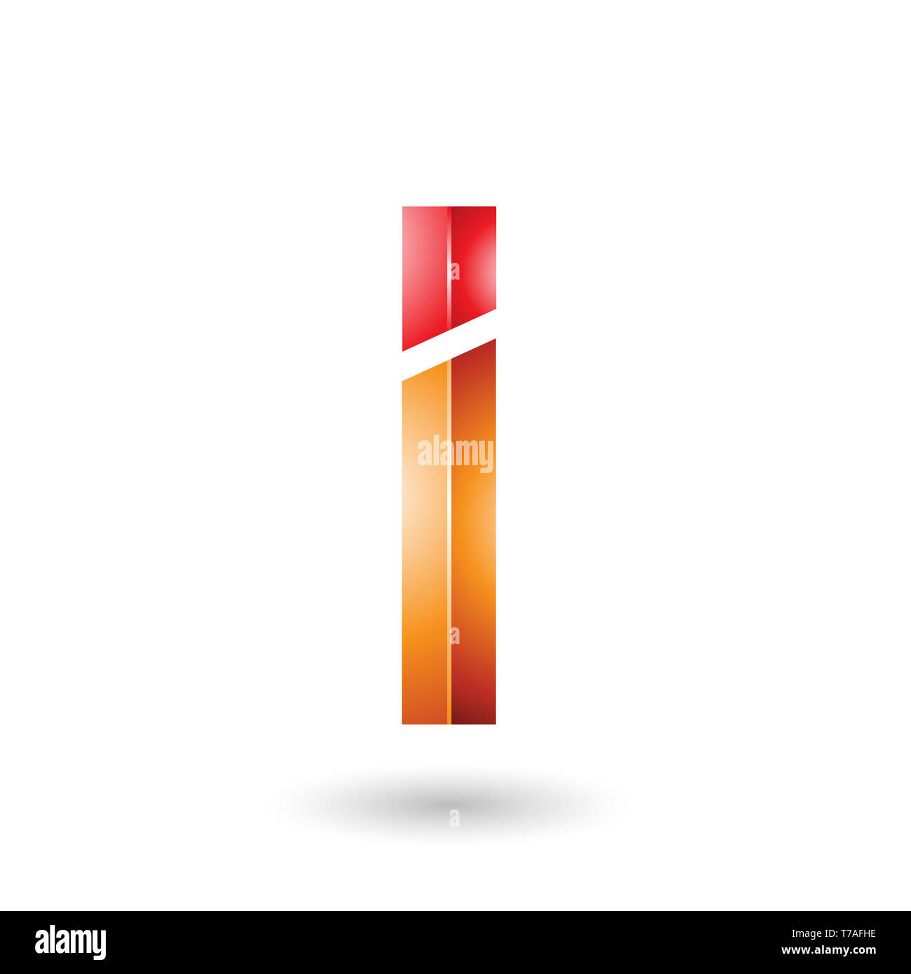 Vector Illustration of Red and Orange Rectangular Glossy Letter I Stock ...