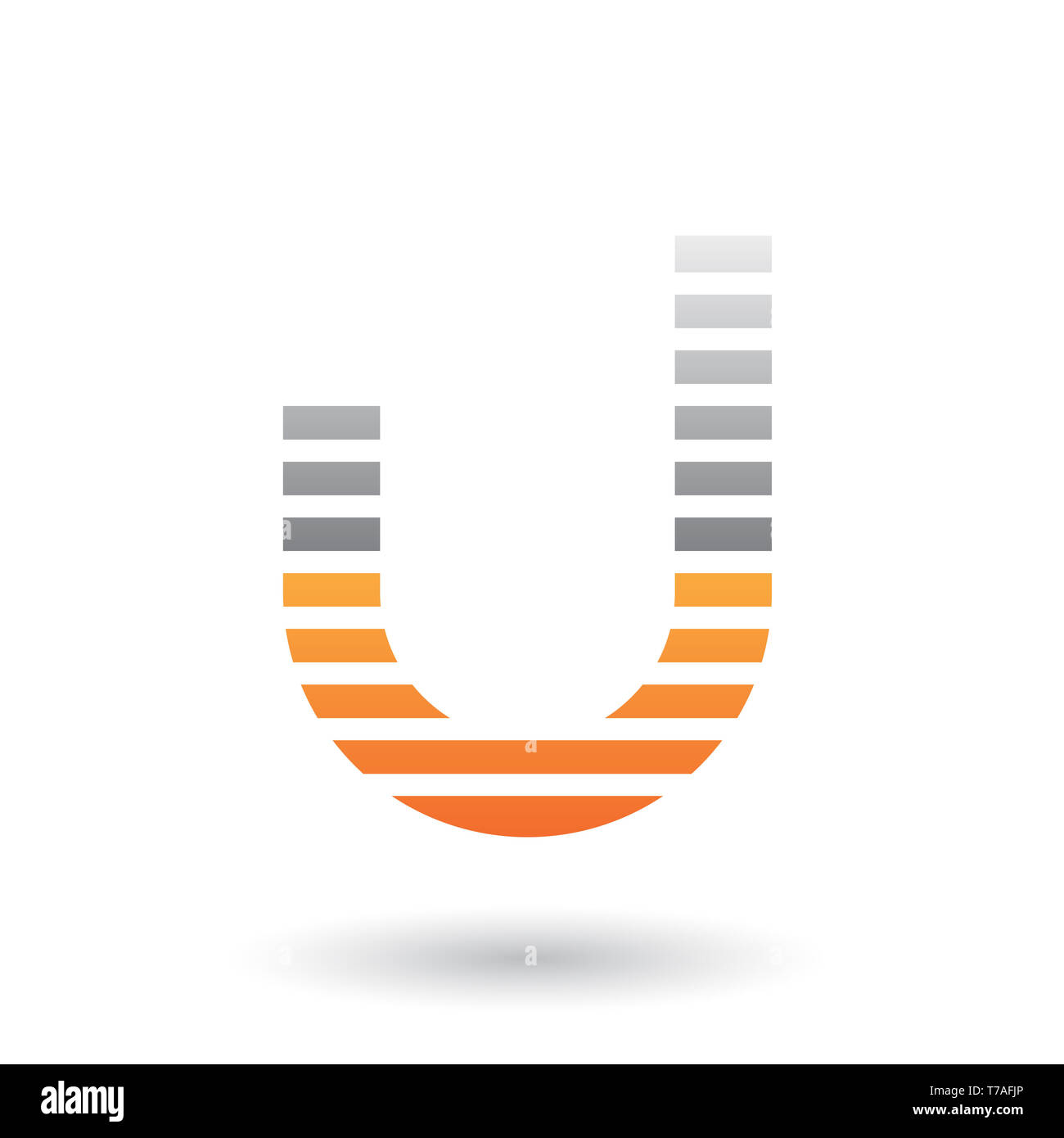 Vector Illustration of Black and Orange Letter U Icon with Horizontal ...