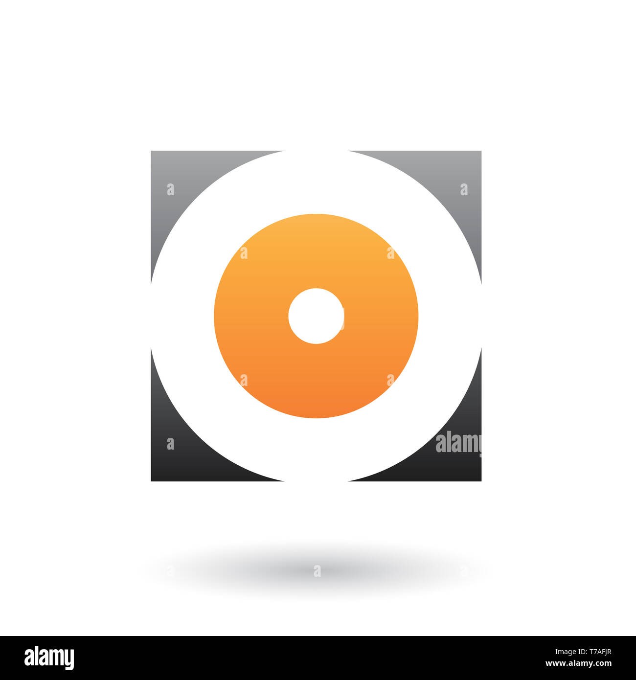 Vector Illustration of Black and Orange Square Icon of a Thick Letter O ...