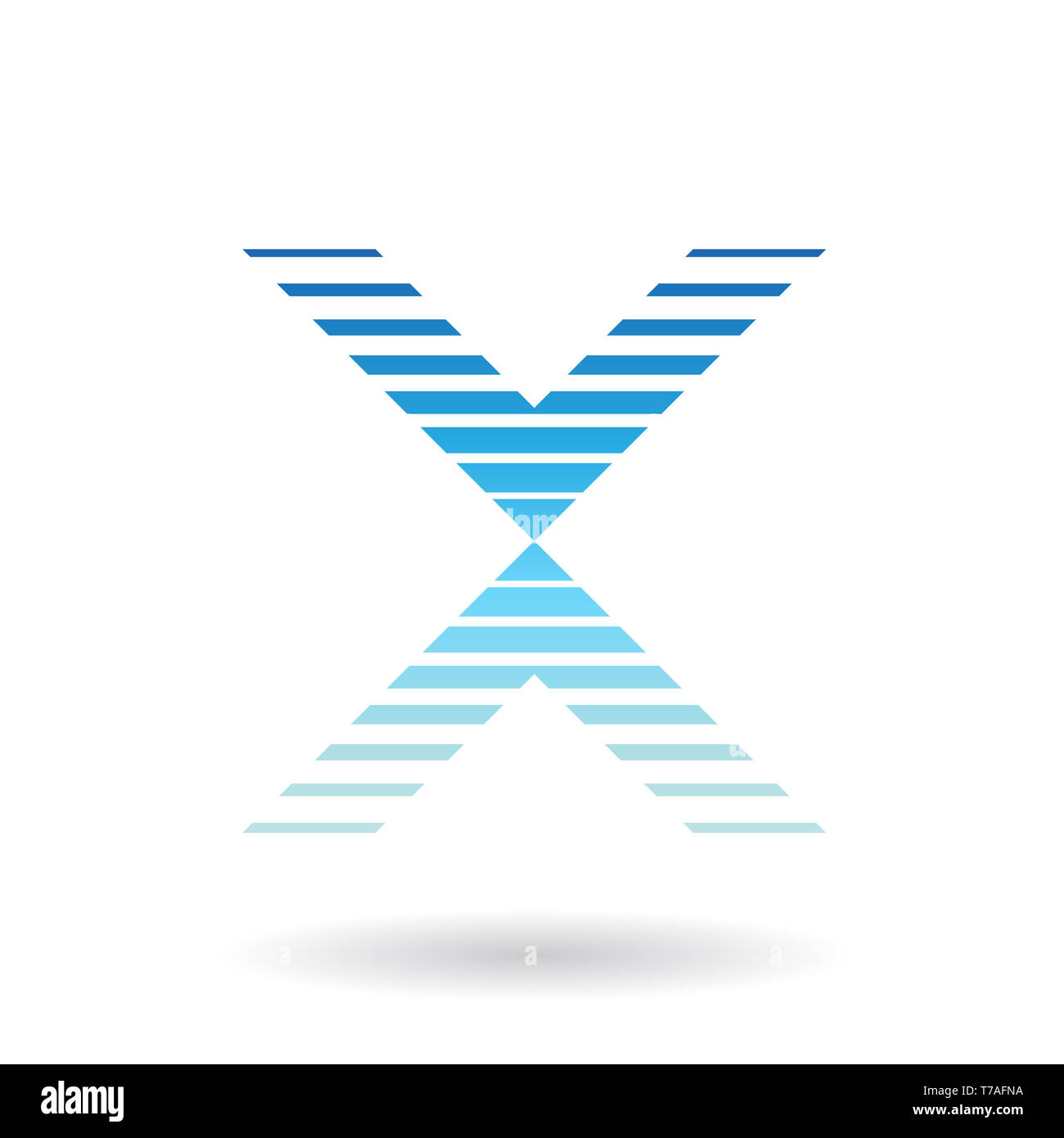 Vector Illustration of a Blue Striped Icon for Letter X isolated on a ...