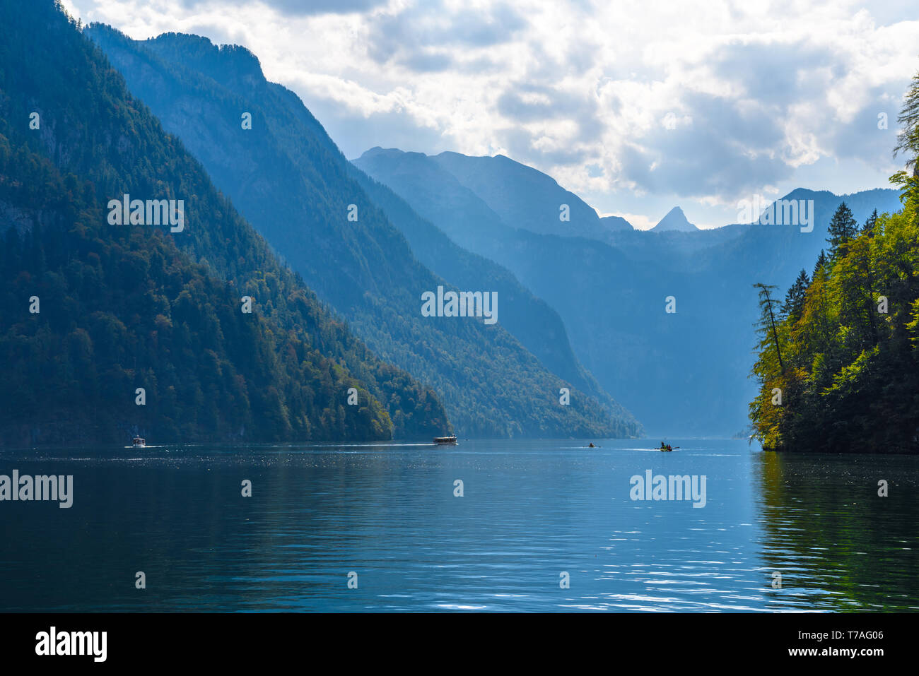 Koenigssee lake with Alp mountains in Konigsee, Berchtesgaden National ...