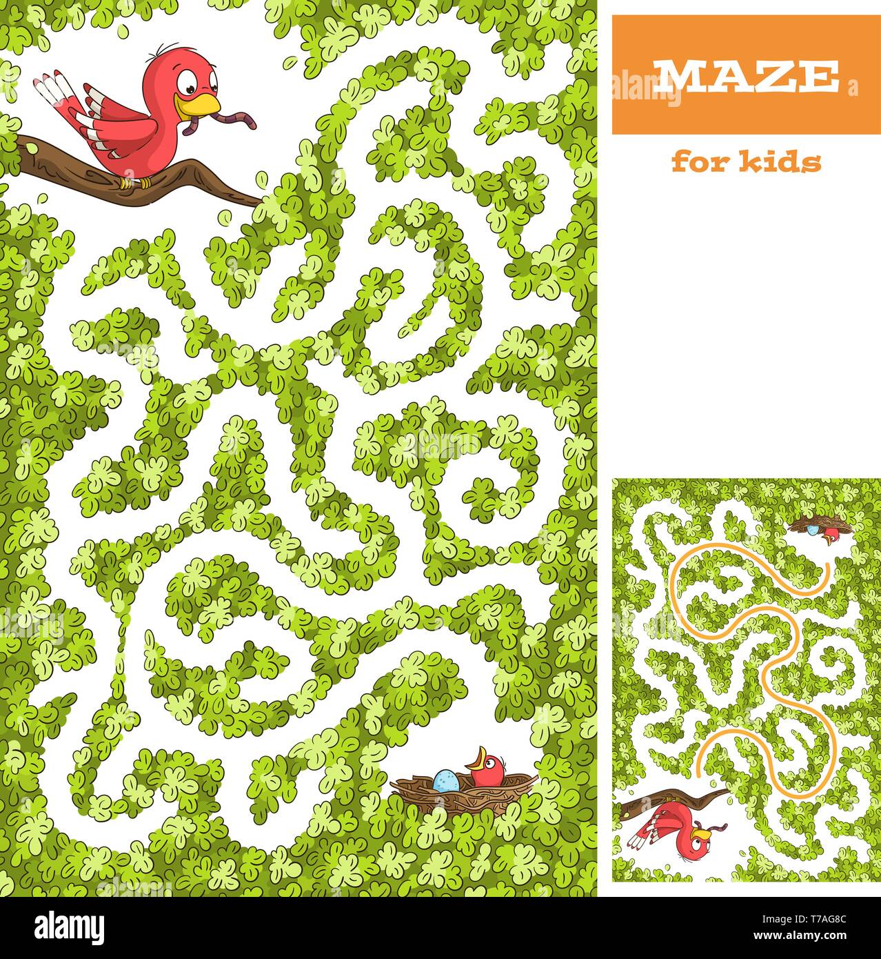 Funny cartoon game for kids. With solution. Vector illustration with ...