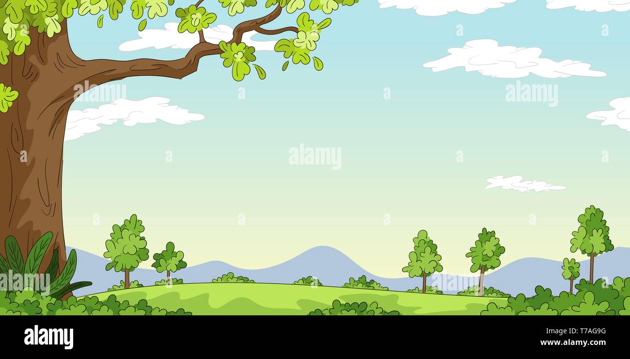 Cartoon Landscape background. Vector illustration with separate layers ...