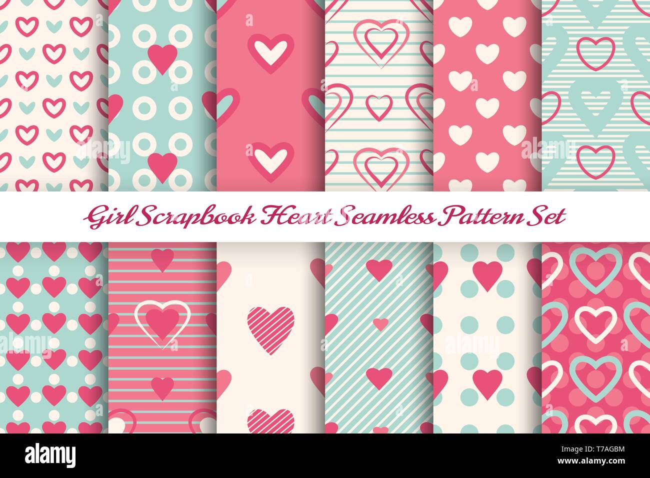 Scrapbook girl seamless pattern set Stock Vector Image & Art - Alamy