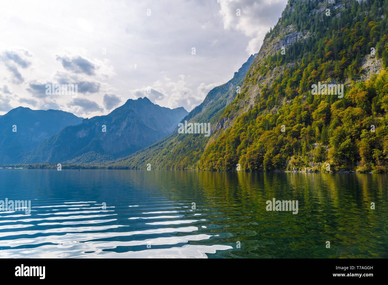 Koenigssee lake with Alp mountains in Konigsee, Berchtesgaden National ...