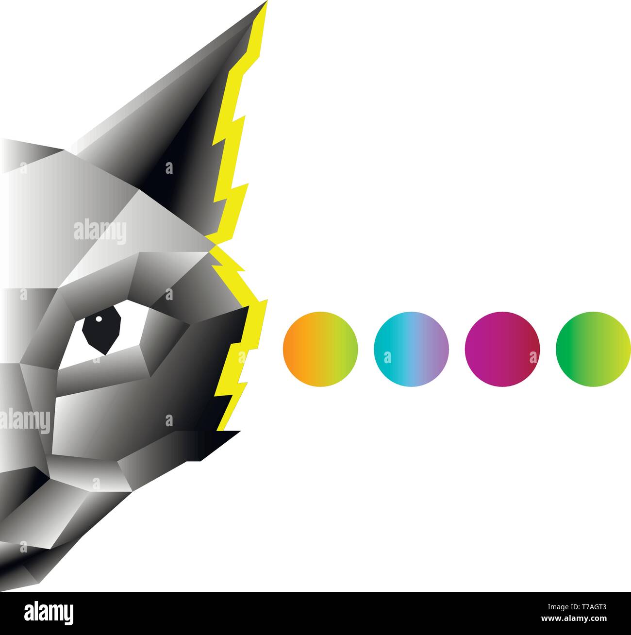 Creative vector illustration of a cat with gradient circles Stock ...