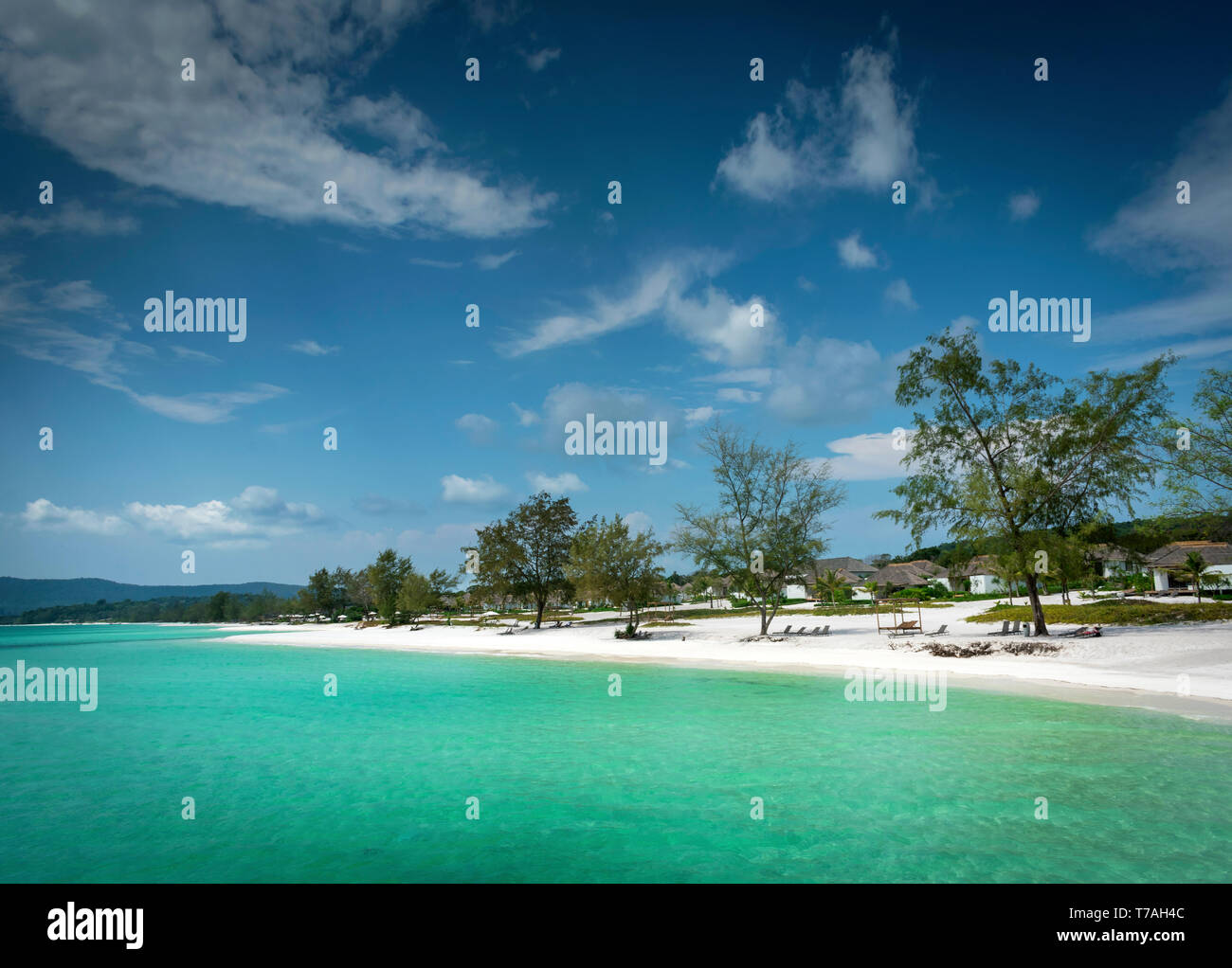 view of paradise long beach resort area of koh rong island near sihanoukville cambodia coast ...