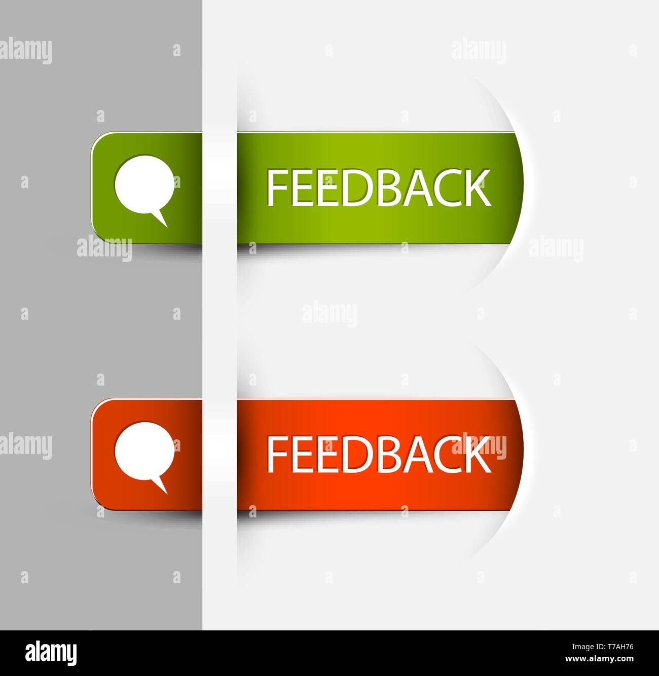 Red and green Feedback Labels / Stickers on the edge of the (web) page ...