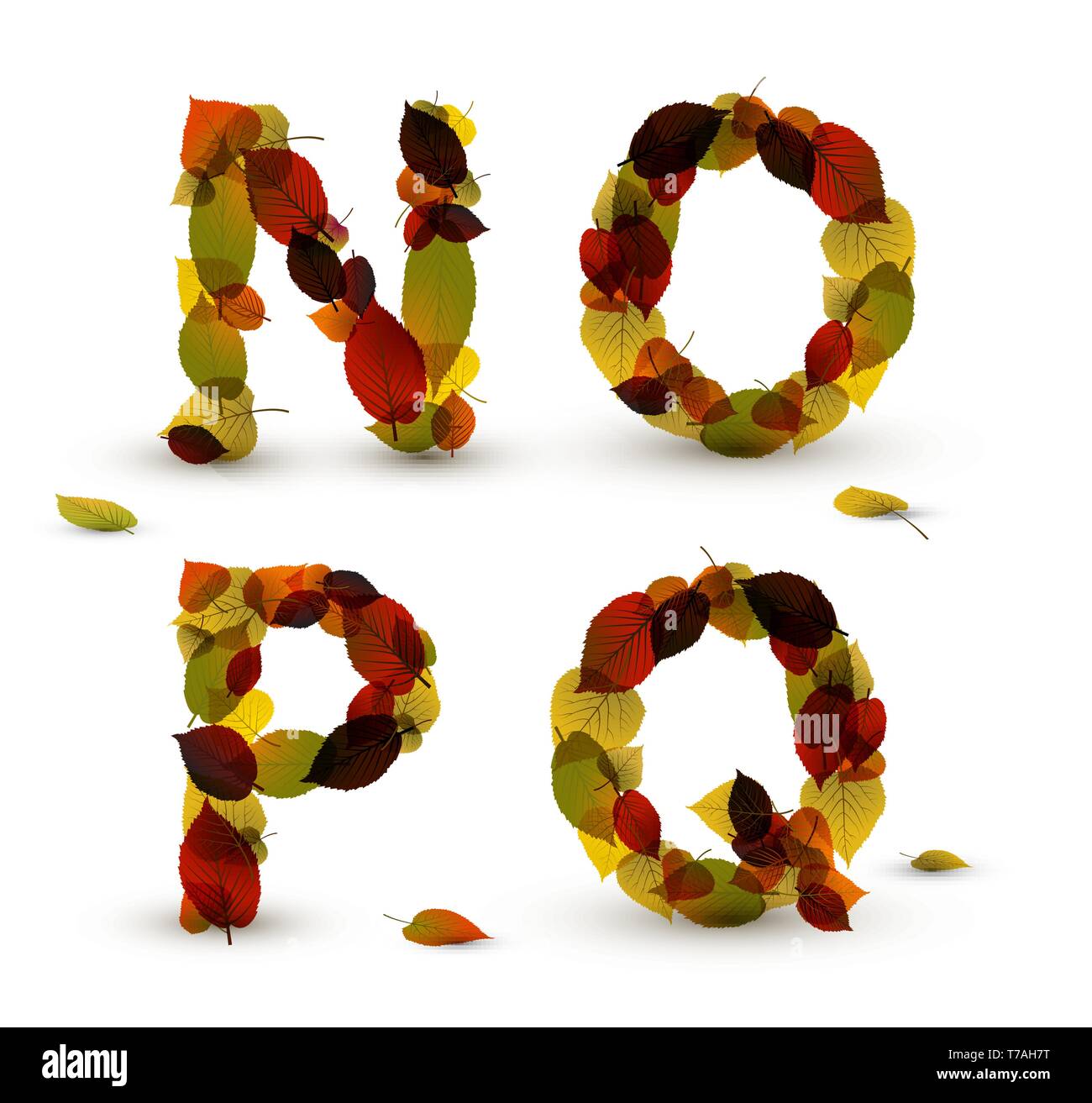 Fall Vector alphabet letters / font made from colorful leafs Stock ...