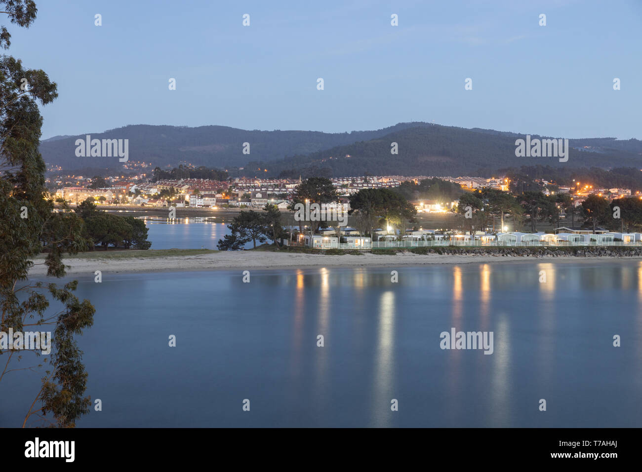 Coast of the town hall of Nigran, with sandy beaches of fine white sand ...
