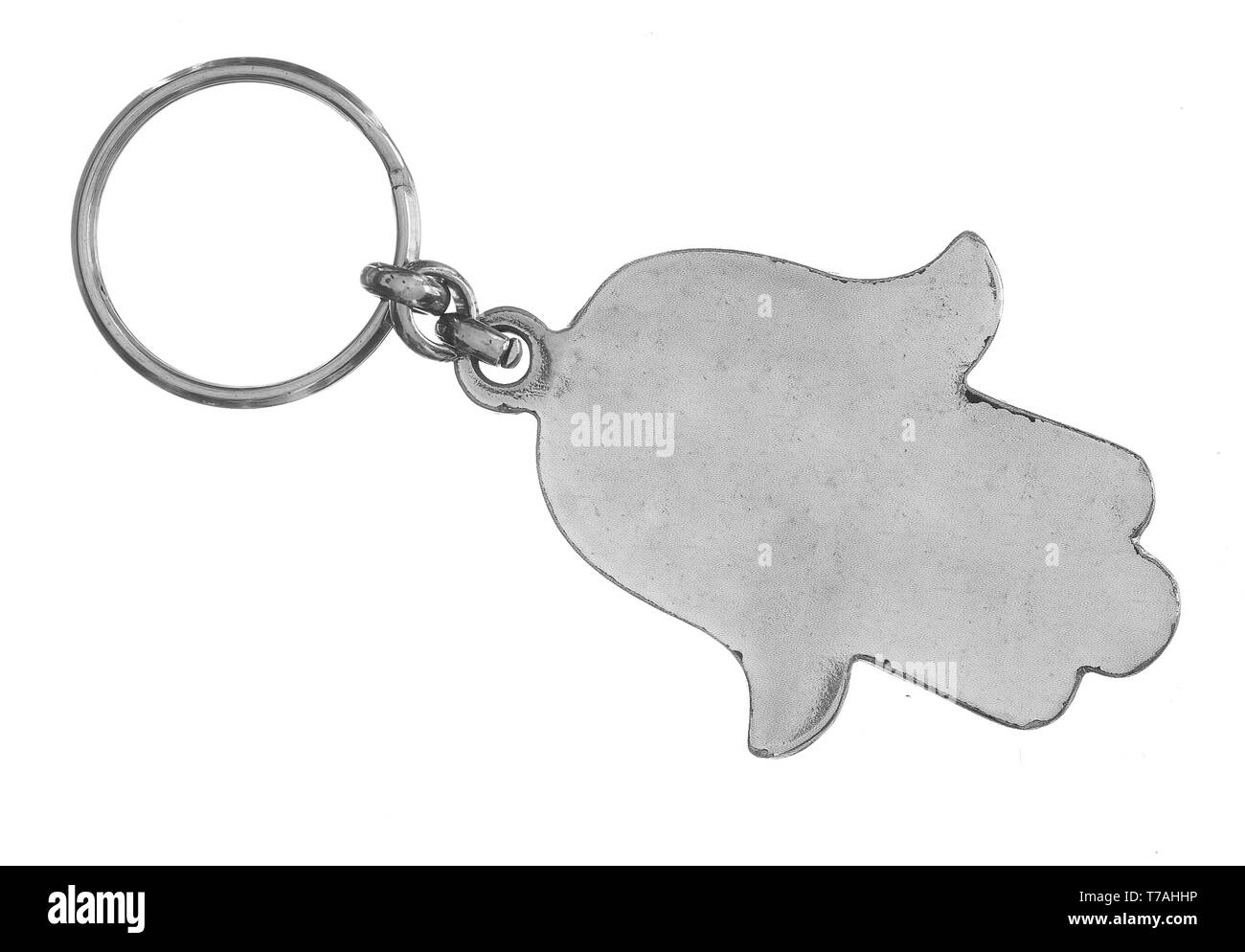 Old metal keyring. Hand of Fatima. Isolated on white background Stock ...