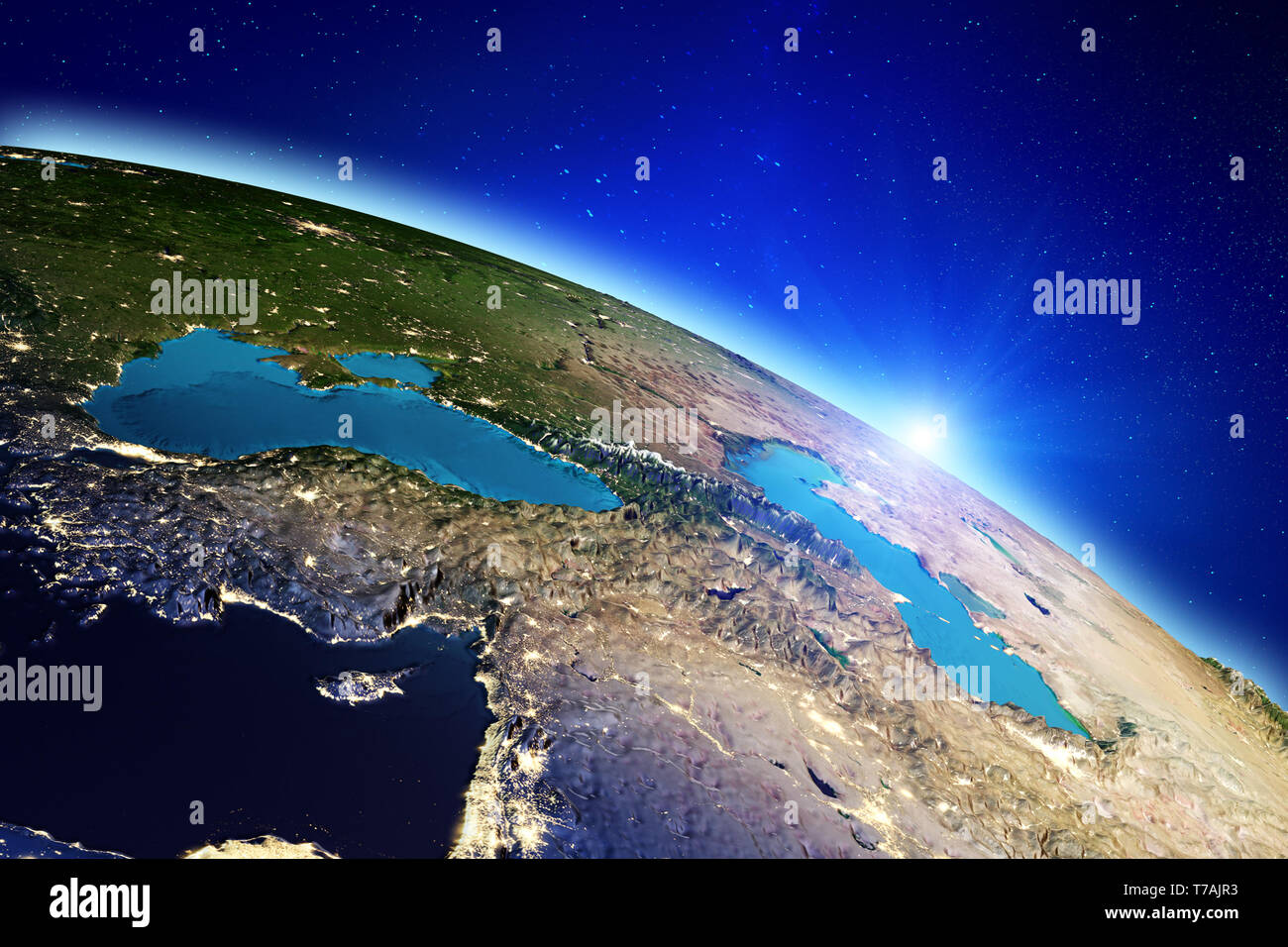 Planet Earth city lights. 3d rendering Stock Photo - Alamy