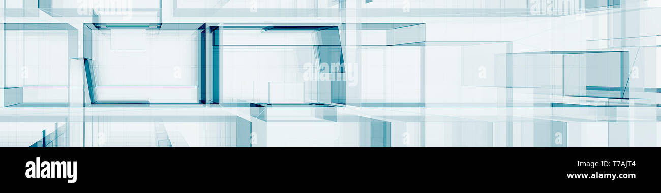 Abstract blue architecture 3d rendering Stock Photo - Alamy