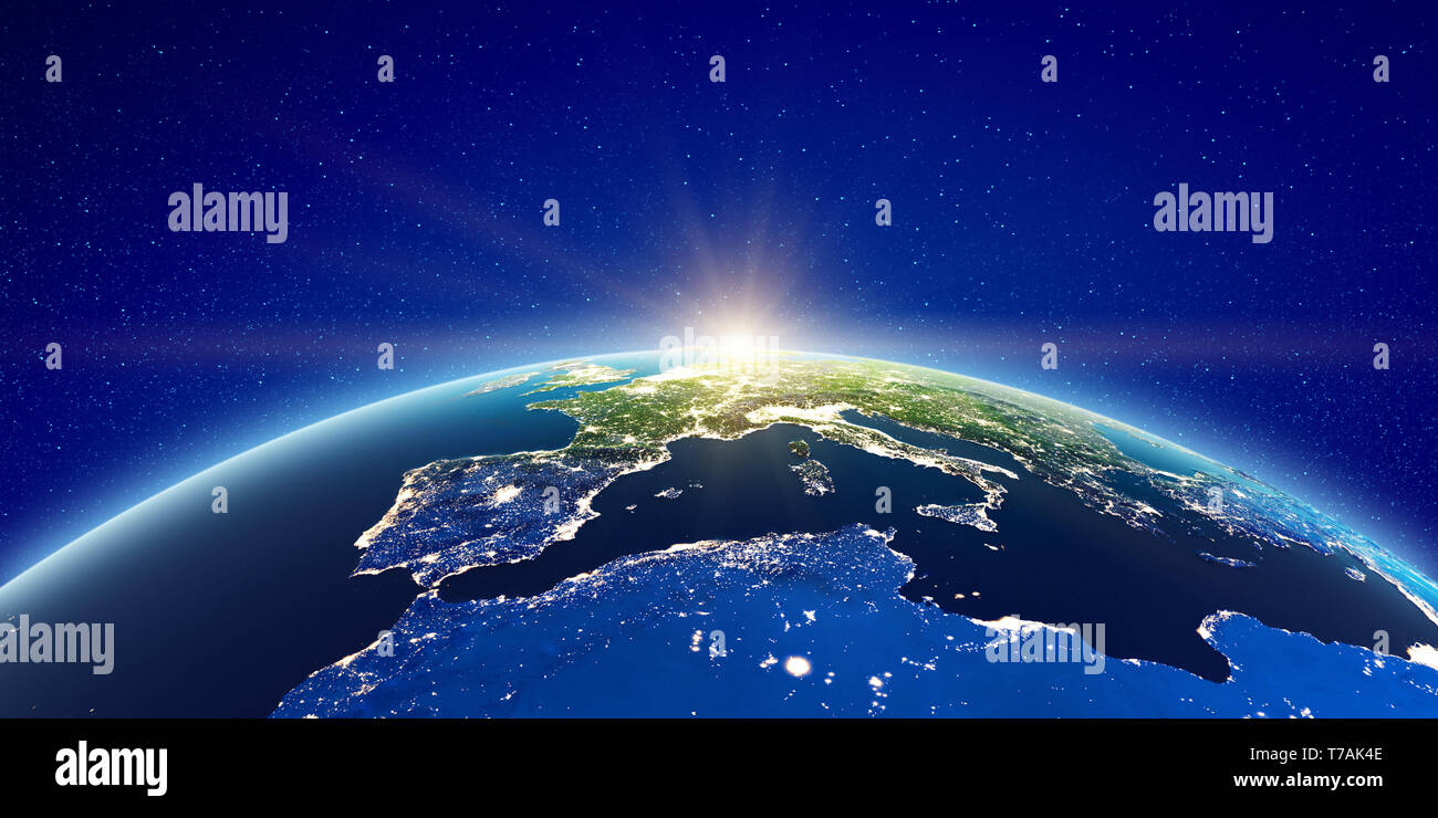 Map of europe at night lights hi-res stock photography and images - Alamy