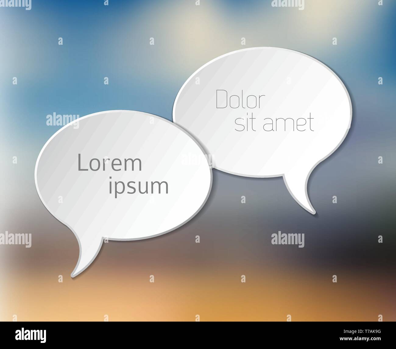 Simple white Vector Comic Speech bubbles on blurred background Stock ...