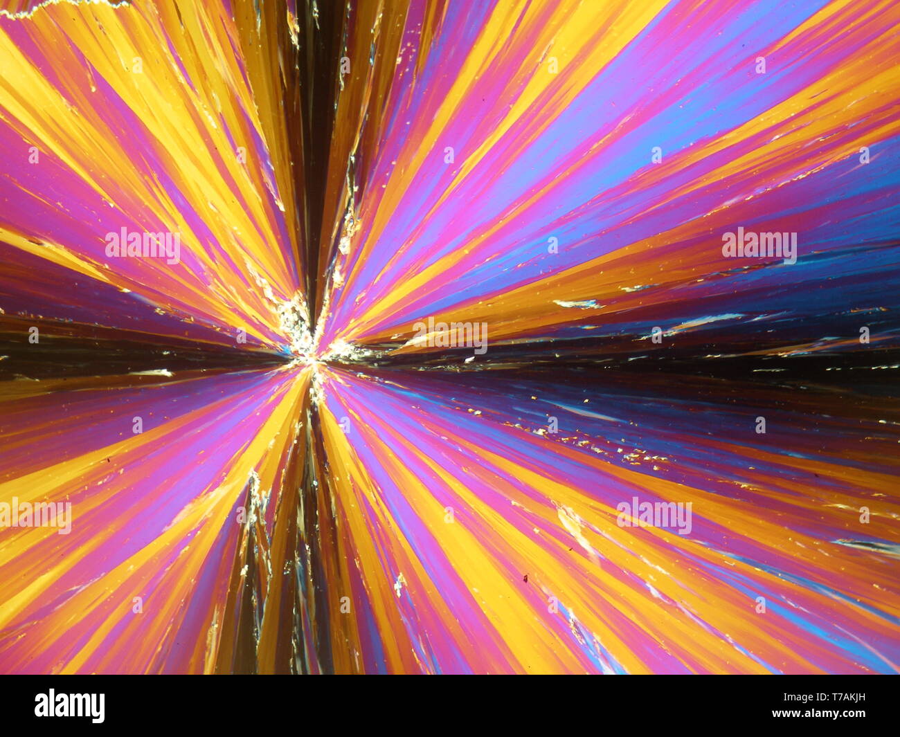 Liquid crystal in its crystal state under polarized light microscope ...