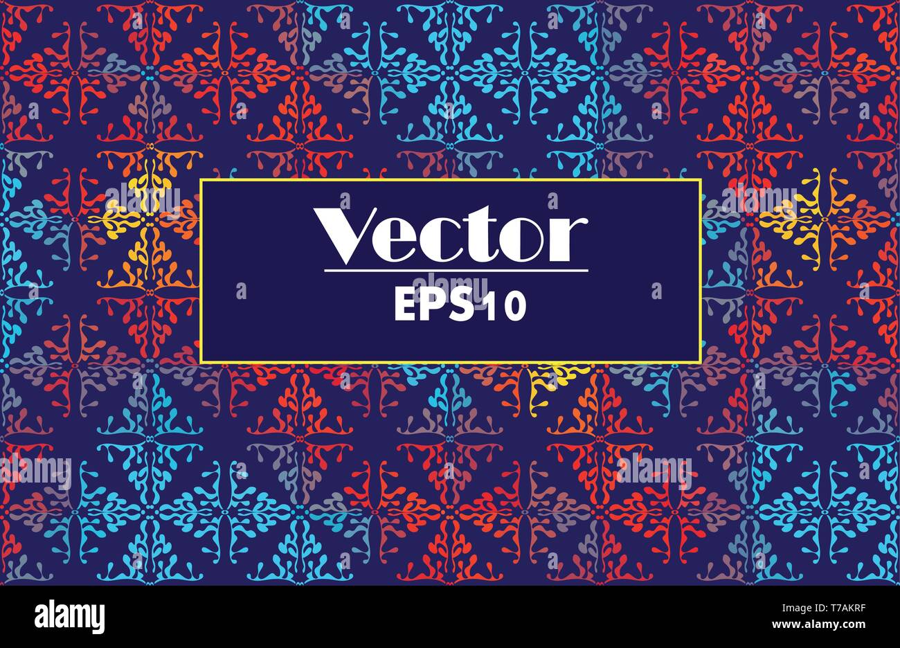 Seamless red and blue floral wallpaper pattern. Floral ornament on blue ...