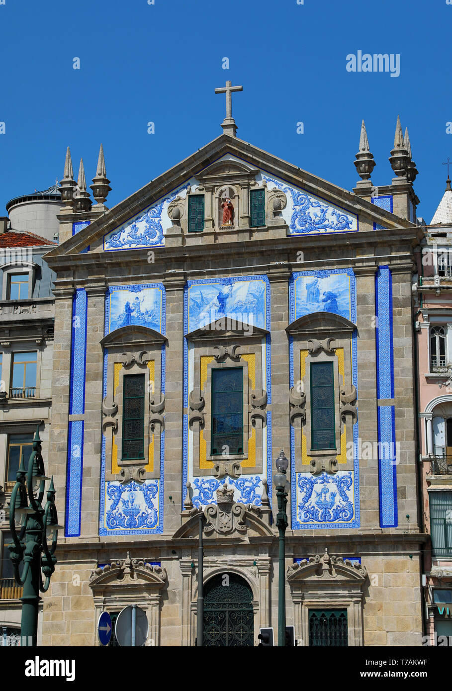 Blue tile facade of the St. Anthony's Congregados Church, Porto ...