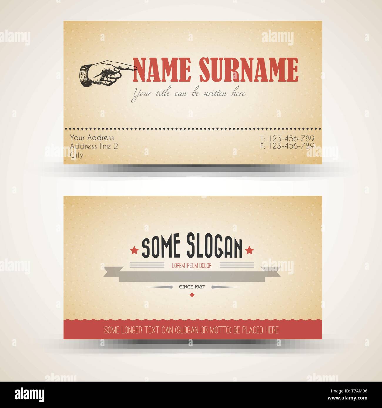 Vector old-style retro vintage business card template - both front and ...