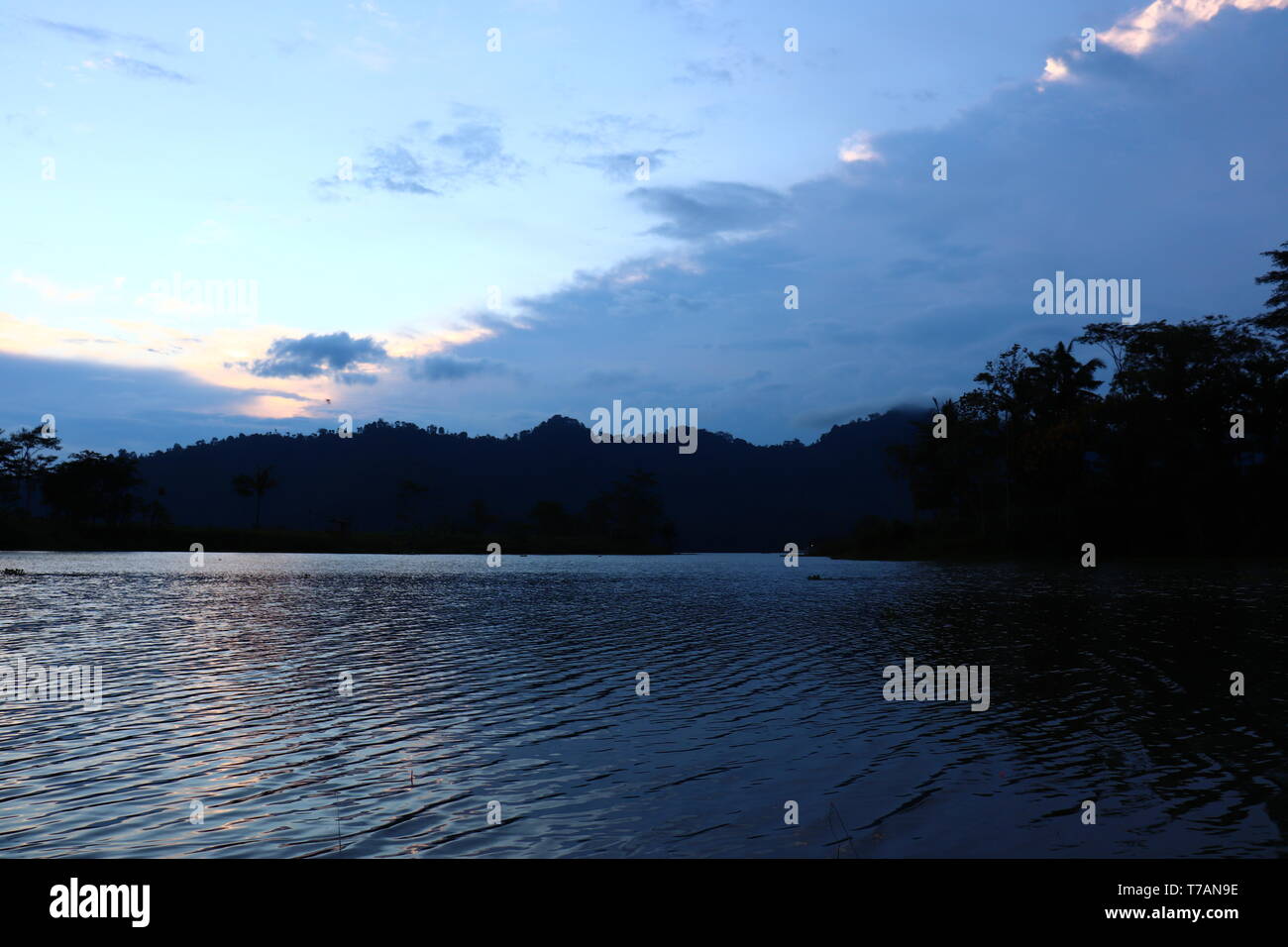 beautiful natural scenery of freshwater lakes with the background of ...