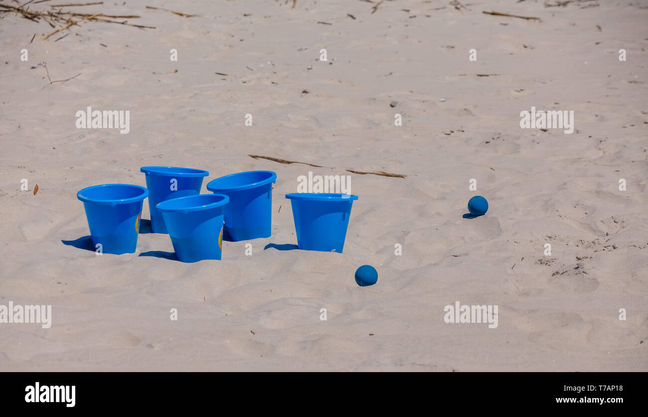 Blue Pails and Balls Stock Photo - Alamy
