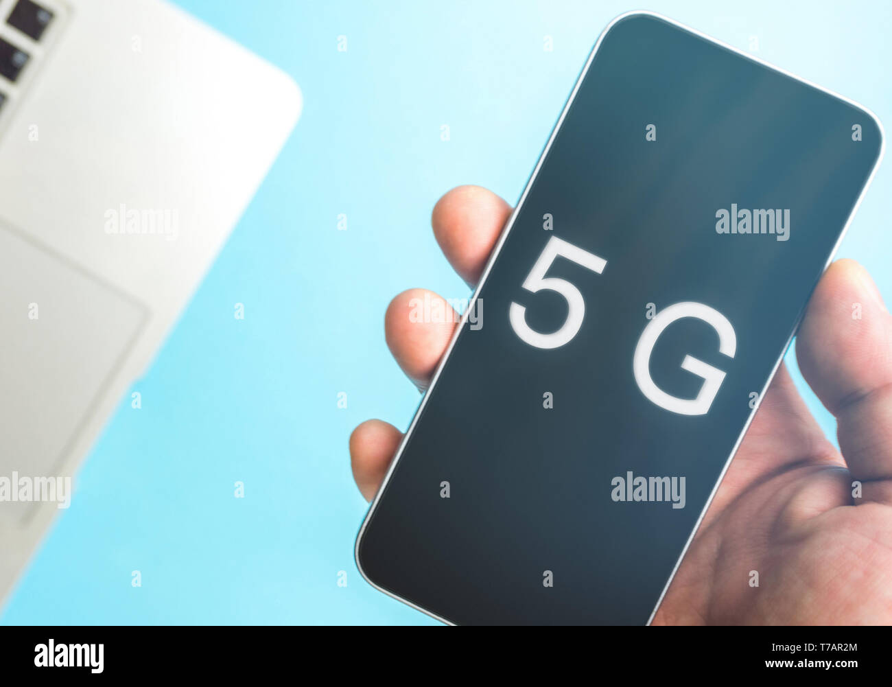 5G technology, Hand using mobile phone with 5g concept, internet on ...