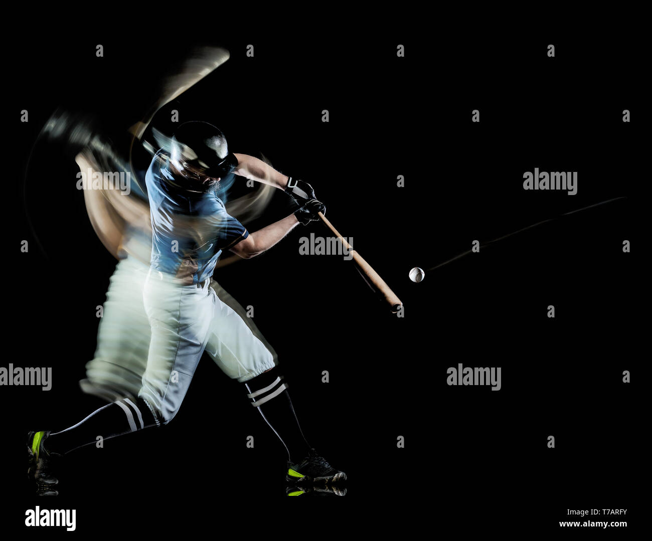 one caucasian baseball player man studio shot isolated on black ...