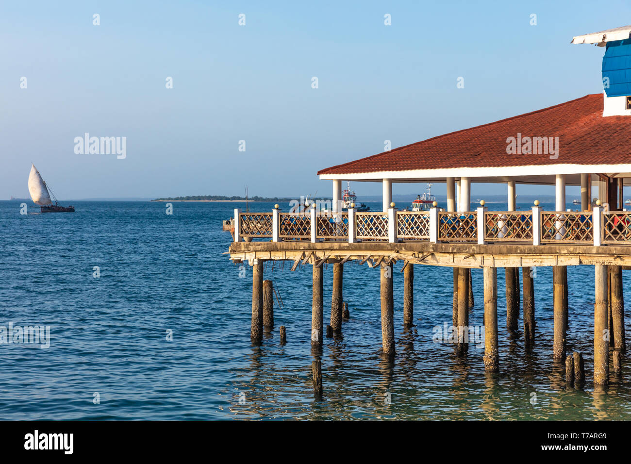 stilt floating house Stone Town waterfront in Unguja aka Zanzibar ...