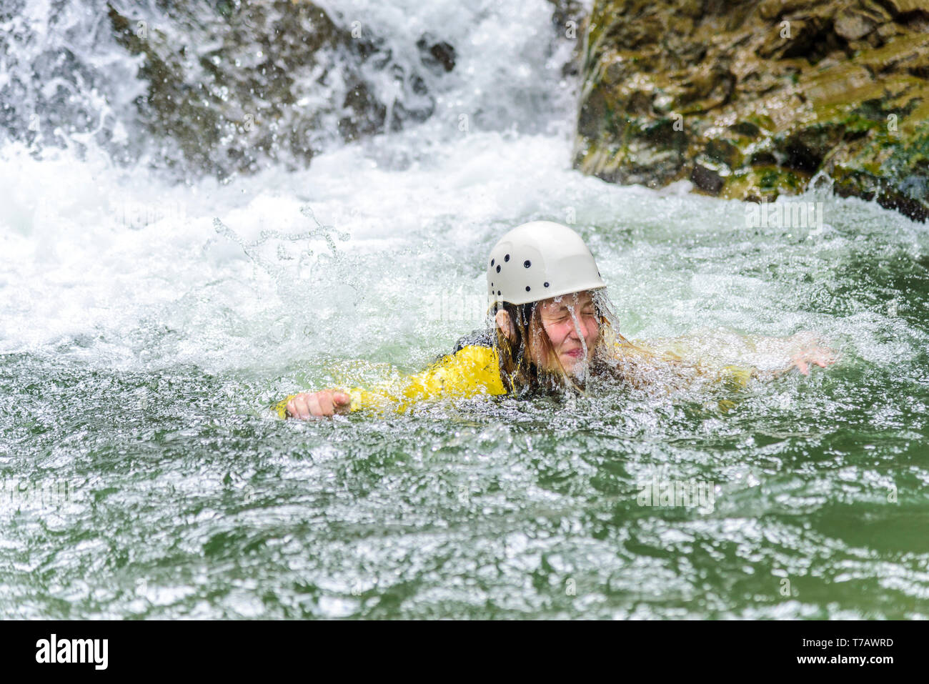 Surfacing after a daring jump into the water Stock Photo - Alamy