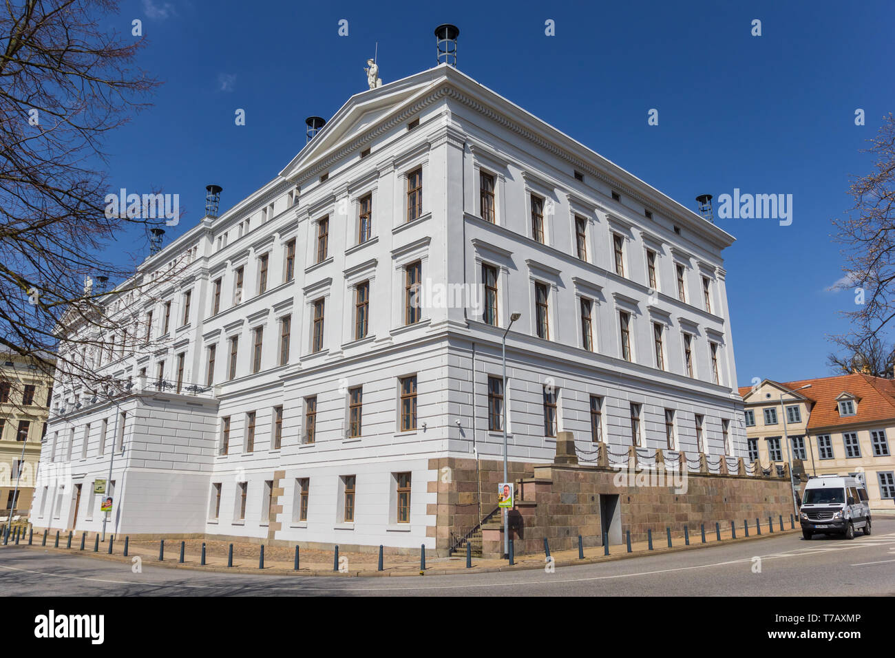 State Chancellery building in te historic center of Schwerin, Germany ...