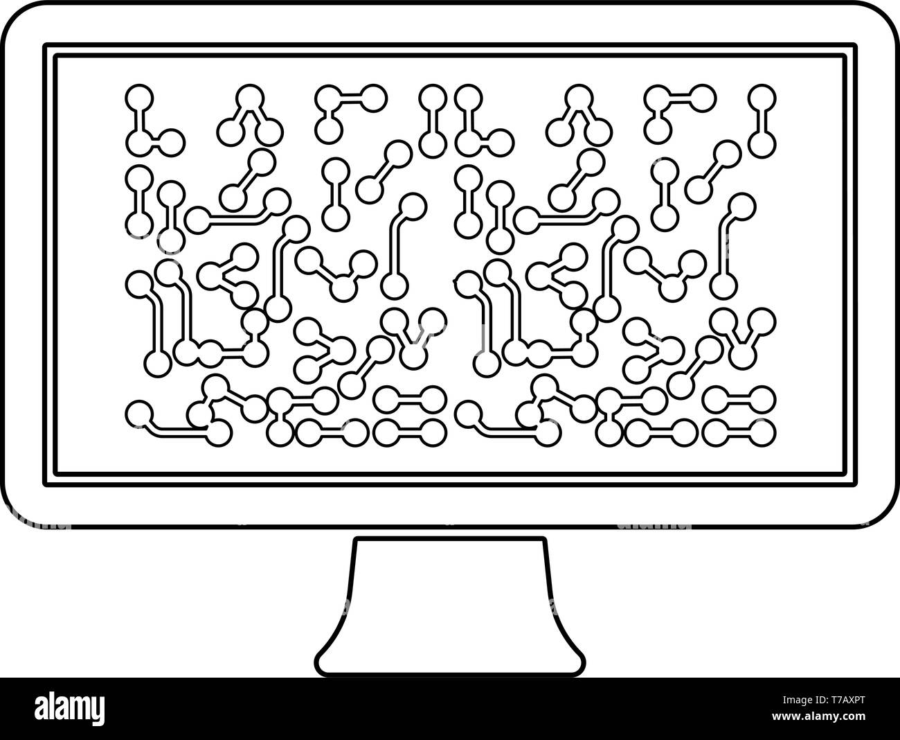 Screen with the scheme Technology concept icon outline black color ...