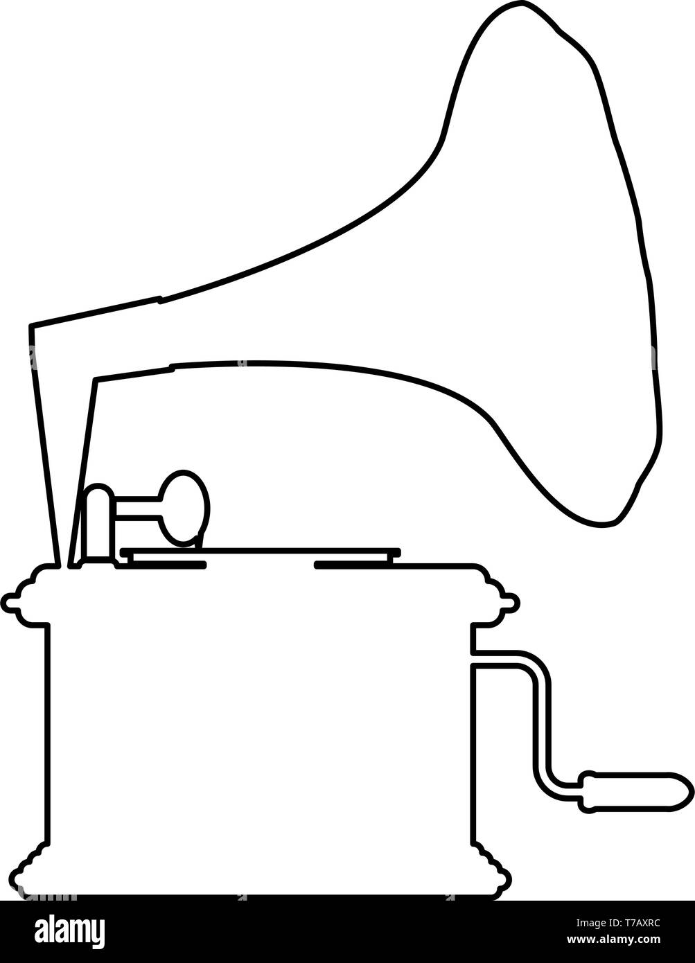 Phonograph Gramophone vintage Turntable for vinyl records icon outline ...