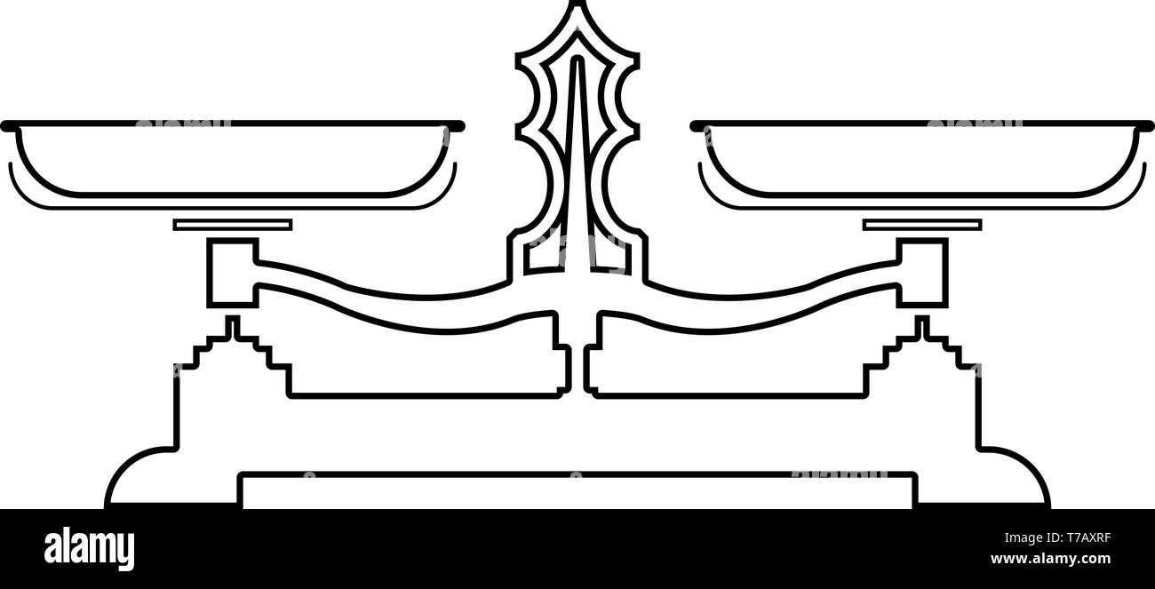 Balancing scales Store weigher Libra icon outline black color vector ...