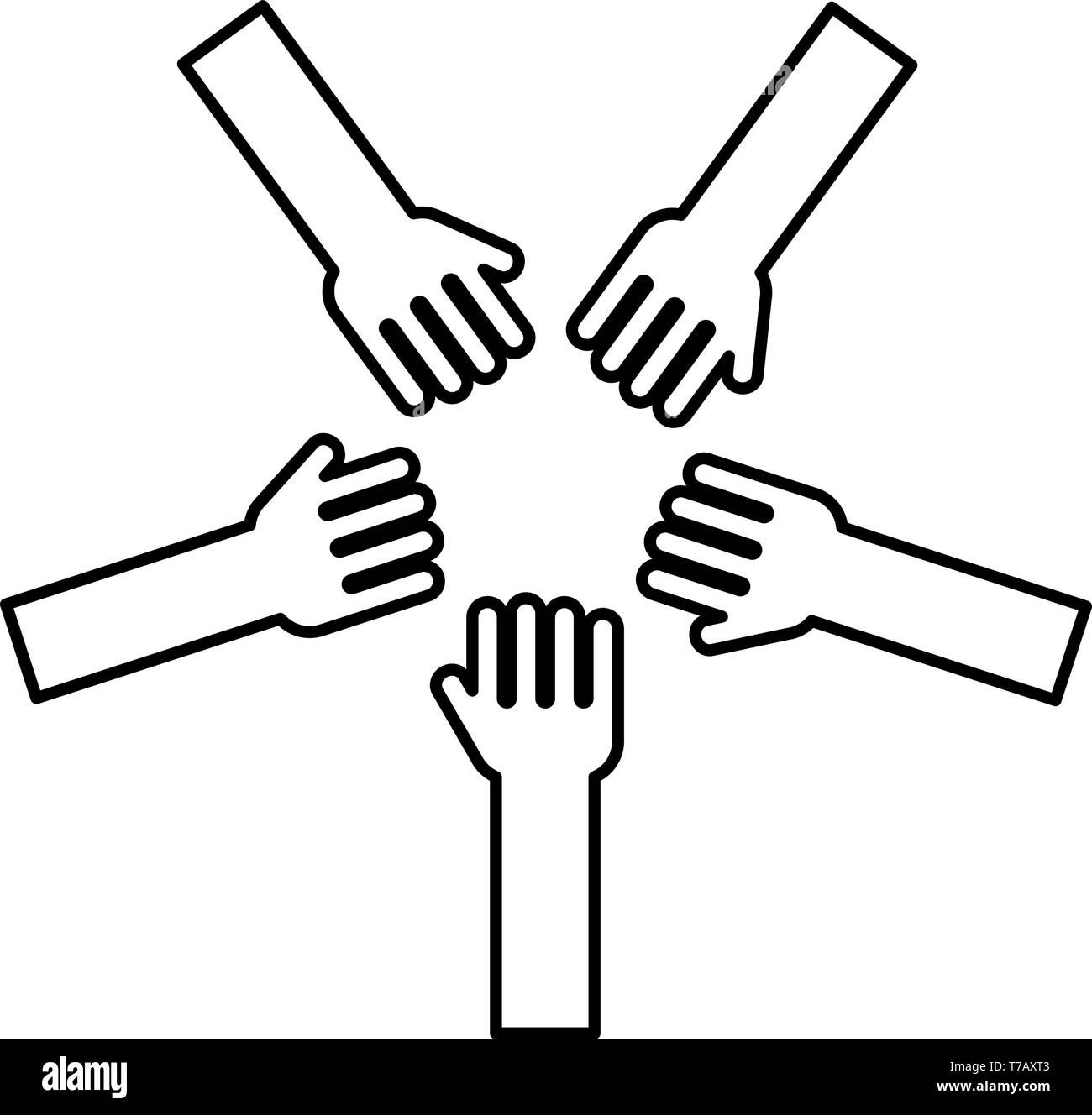 Five hands Group arms Many hands connecting Open palms People putting ... Five hands Group arms Many hands connecting Open palms People putting ...