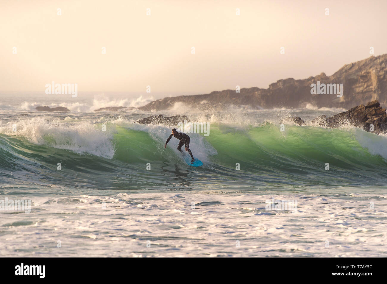 Spectacular surfing action at popular surfing hotspot Fistral beach in ...