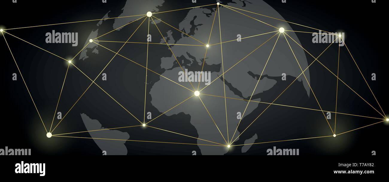digital golden network connect the world vector illustration EPS10 ...