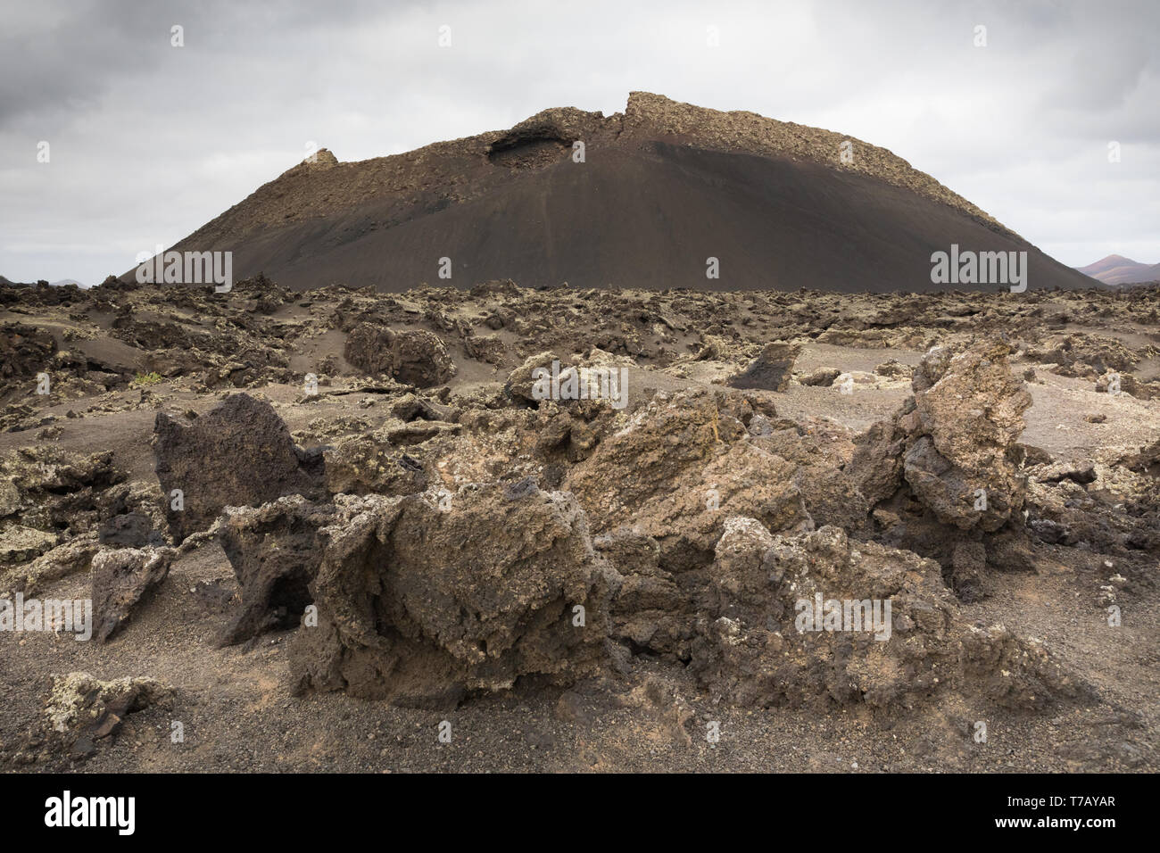 Aa lava landscape on Lanzarote, Spain Stock Photo - Alamy