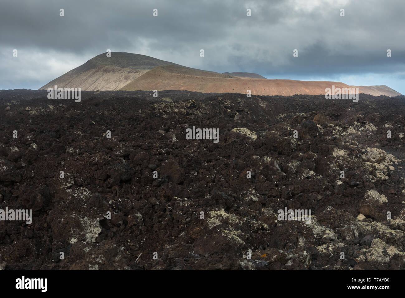 Aa lava landscape on Lanzarote, Spain Stock Photo - Alamy