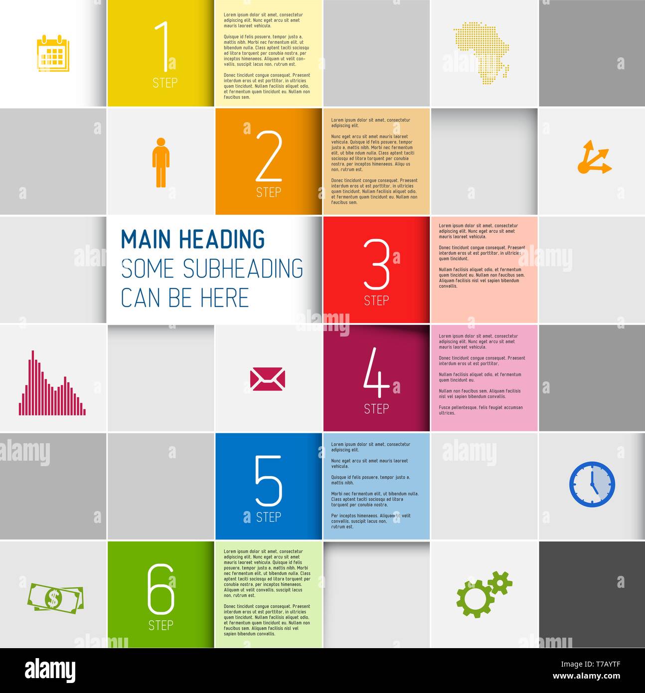 Vector squares background design illustration / steps template with ...