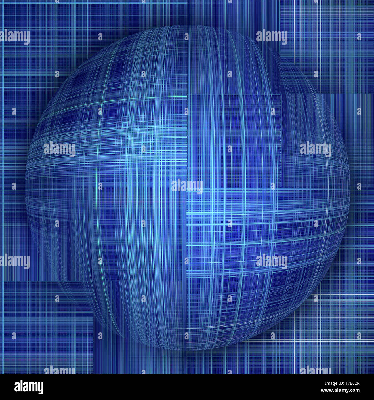 Blue abstract background with large sphere and horizontal and vertical ...