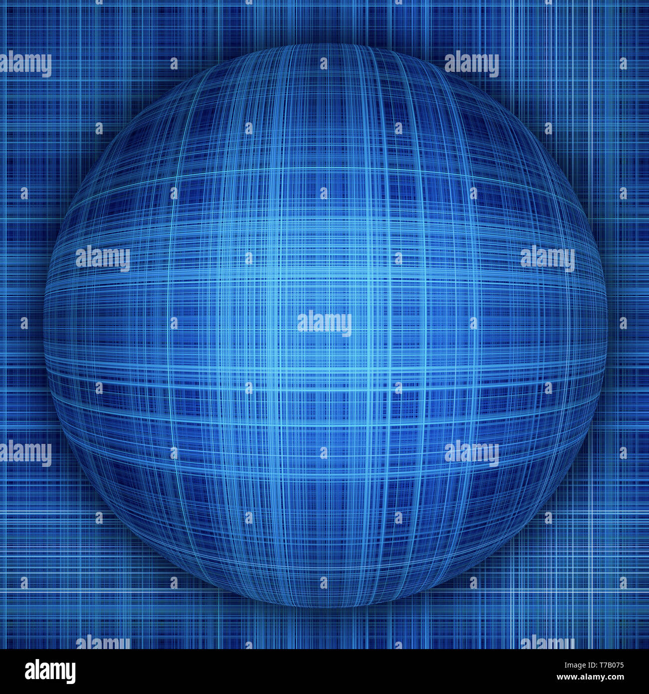 Blue abstract background with large sphere and horizontal and vertical ...